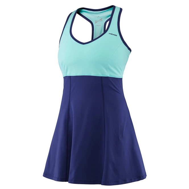 Robe de tennis HEAD Performance W Navy Turquoise | Tennisplanet.fr