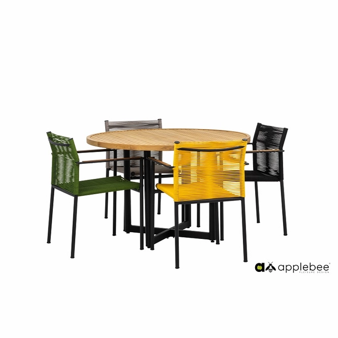 Tafel Applebee Jakarta Dining Table Natural Black Ø120 cm | Tuinkussenstore