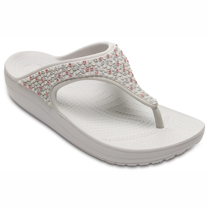 Tongs Crocs Sloane Embellished Flip Pearl White | Etrias.fr