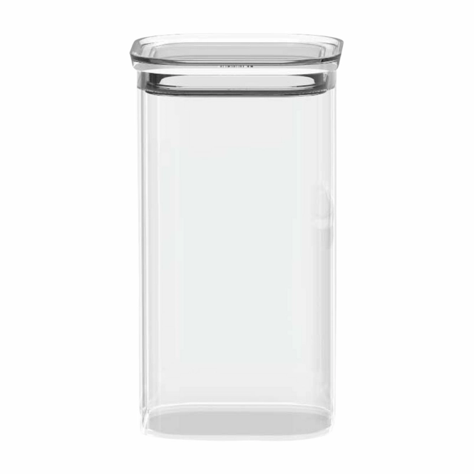 Storage Container with Glass Lid Pebbly Square 1400 ml Transparent ...