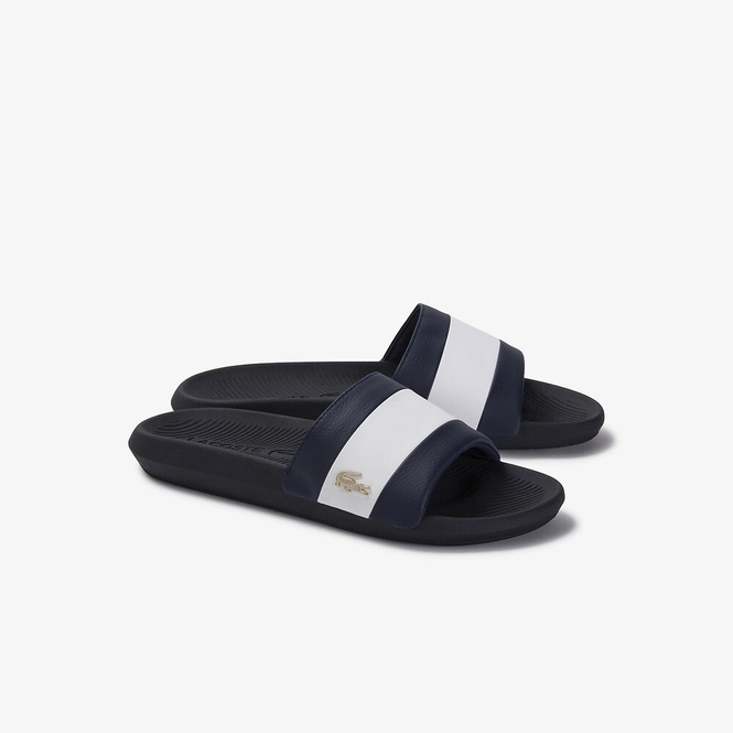Slipper Lacoste Men Croco Slide 120 3 US Navy White | Etrias.nl