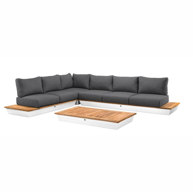 Loungeset Suns Java Hoekopstelling Groot Matt White Blended Anthracite Tuinkussenstore