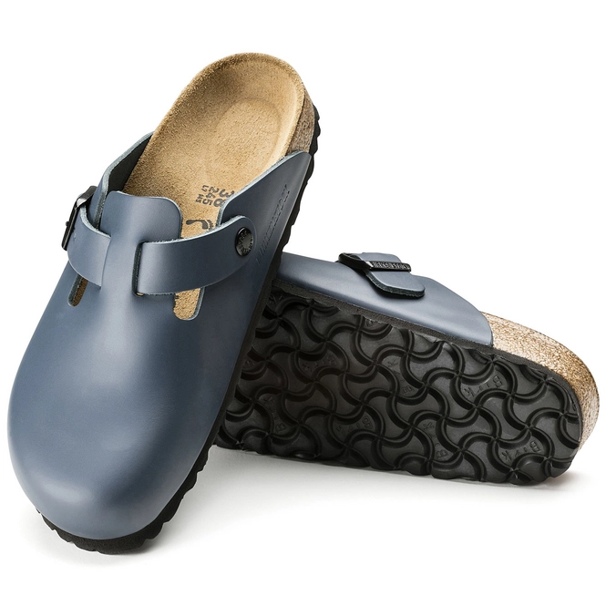 Clogs Birkenstock Boston Leather Blue Narrow | Strandtuchshop