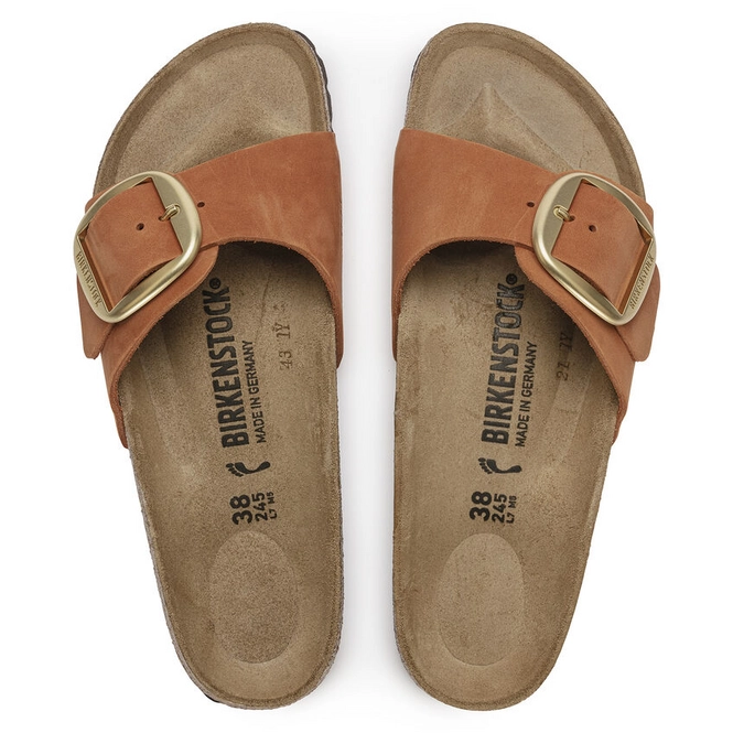 Tongs Birkenstock Women Madrid Big Buckle Nubuck Pecan Narrow | Bainetplage
