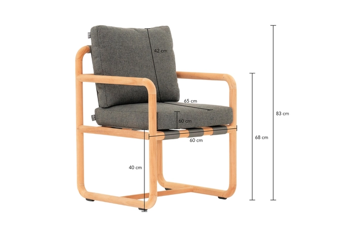 Tuinstoel Applebee Dolce Dining SVLK Teak / Slate Grey | Tuinkussenstore