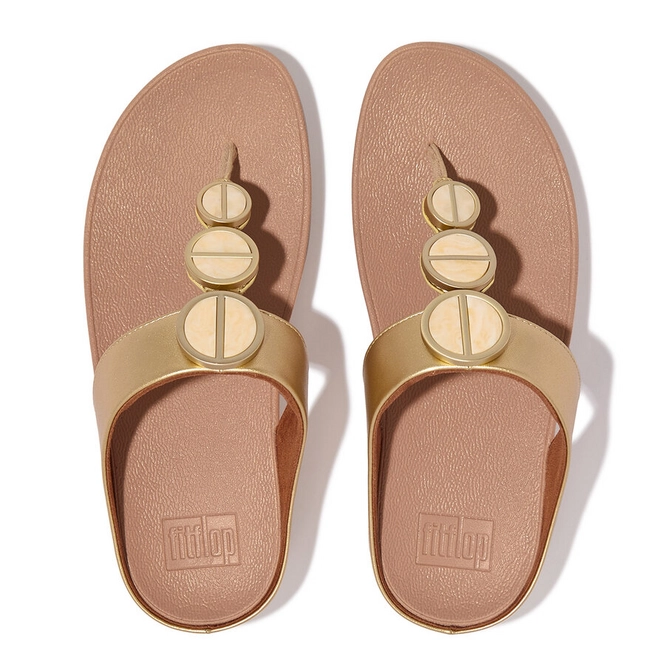 FitFlop Women Halo Metallic-Trim Toe Post Platino | Onlybrands