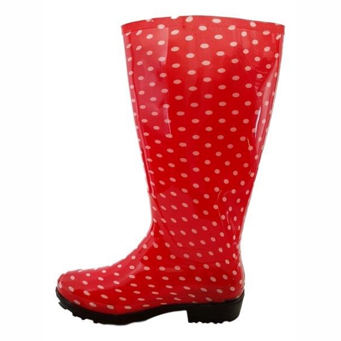 Wellies Wide Wellies Polka Dots Red Calf Size XL | Widecalfbootsstore