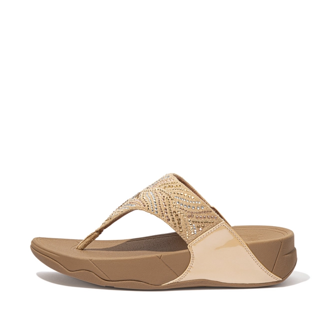 FitFlop Lulu Crystal Feather Wide Fit Toe-Post Sandals Blush Damen ...