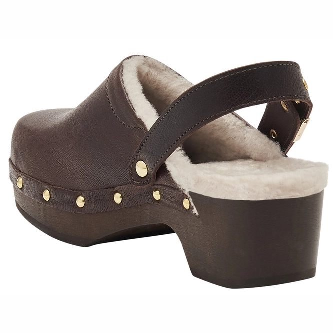 Medizinische Clogs Scholl Women Pescura Robin Leather Brown | Clogsexperte