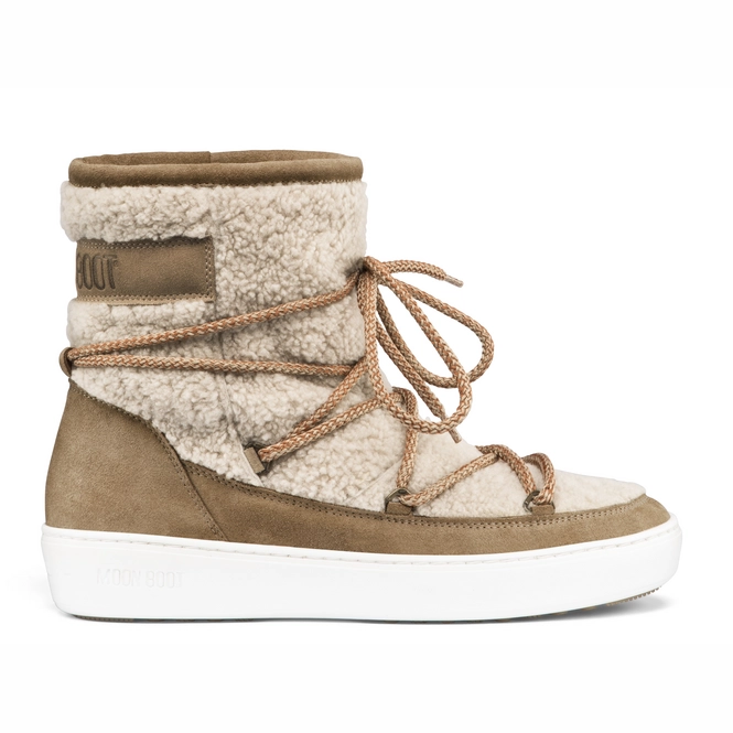 Moon Boot Femme Pulse Mid Wool Sand Off White | Bottespluie