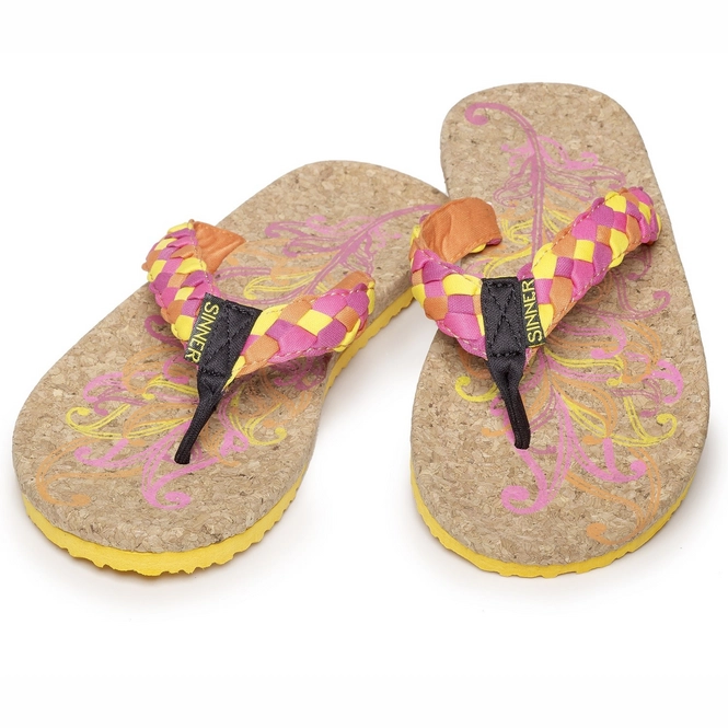 Slipper Dames Sinner Yellow Sun Island Pink | Schoenfashion