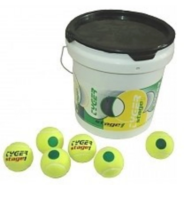 Tennisbälle Tyger Stage 1 Mid-Speed Gelb Grün (36-teilig) | Tennisplanet.de