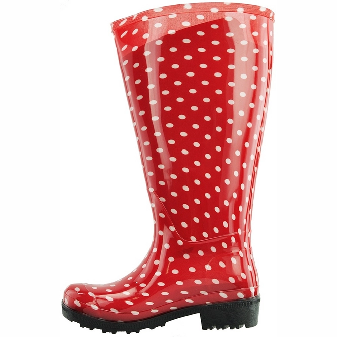 Wellies Wide Wellies Red White Polkadots Size XXL | Widecalfbootsstore