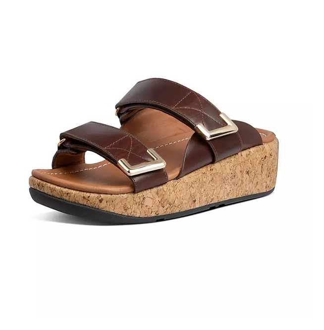 FitFlop Remi Adjustable Slides Chocolate Brown | Onlybrands