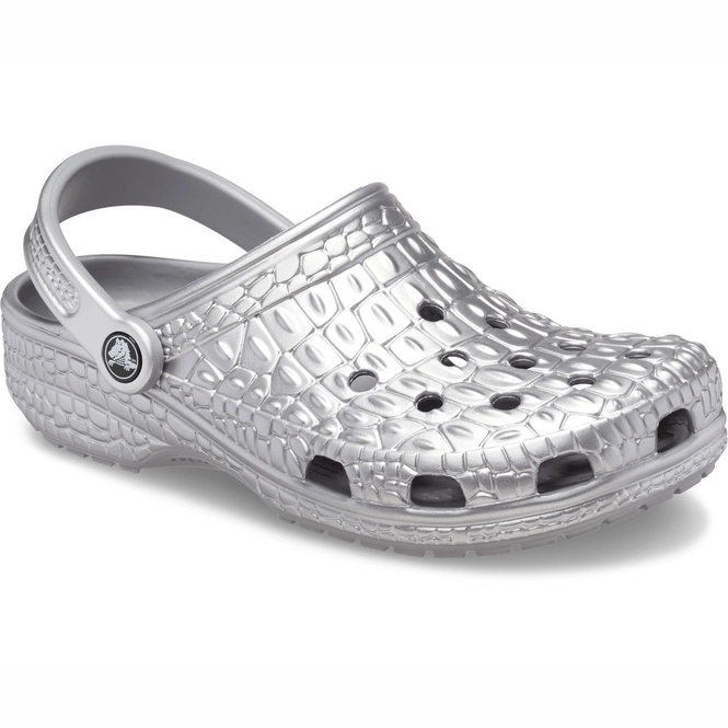 Sandaal Crocs Unisex Classic Metallic Crocskin Silver | Schoenfashion
