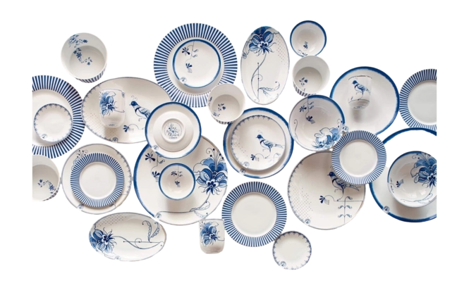 Dinerbord Pip Studio Pip & The Blue Bird Dip Dye White 30 cm | Kookexpert