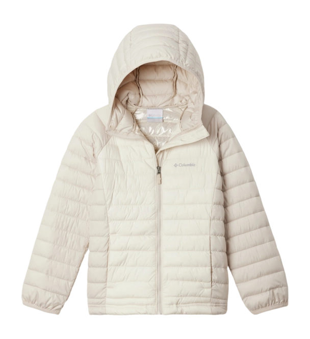 Jas Columbia Girls Powder Lite II Hooded Jacket Chalk Dark Stone ...