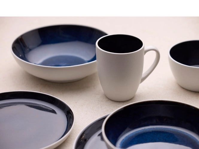 Pastabord Bitz Gastro White / Dark Blue 20 cm (Set van 6) | Kookexpert