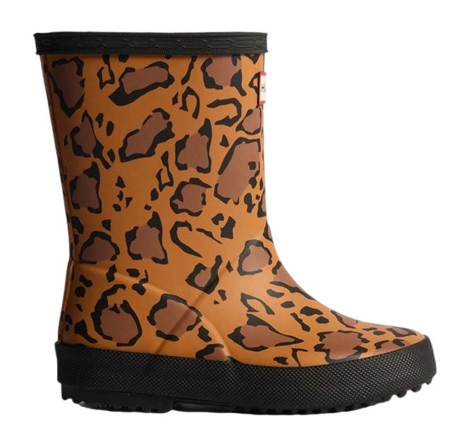 Wellies Hunter Kids Original First Leopard Print Wellington Rich Tan ...