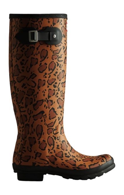 Wellies Hunter Women Original Tall Wellington Leopard Rich Tan/Saddle ...