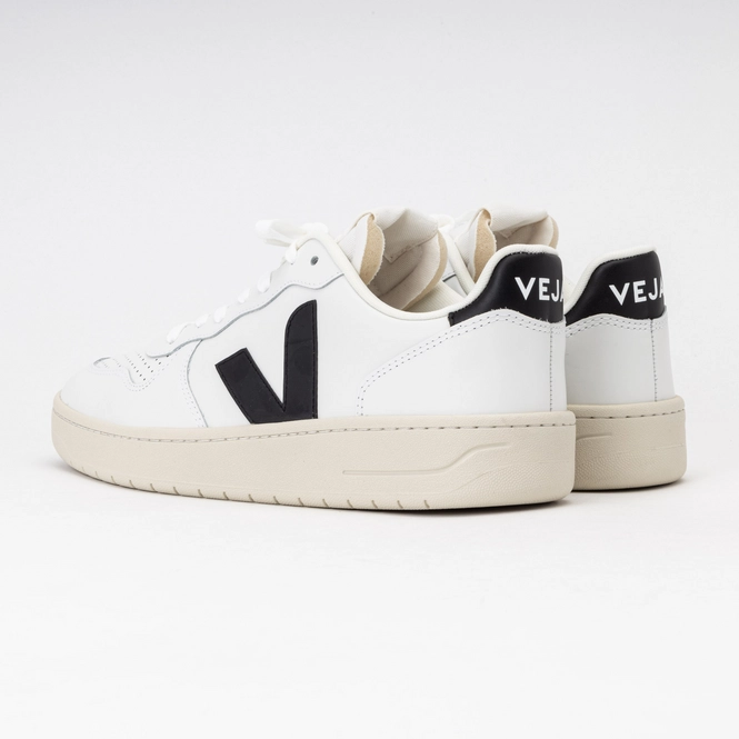 Trainers Veja Men V-10 Leather Extra-White Black 2025 | Sneaker ...