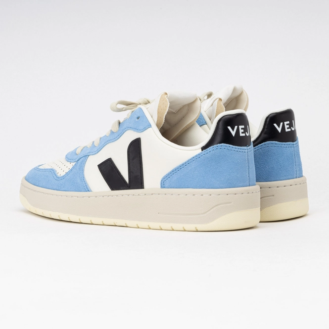 Baskets Veja Homme V-10 Leather Pure Black Aqua | Sneaker District FR