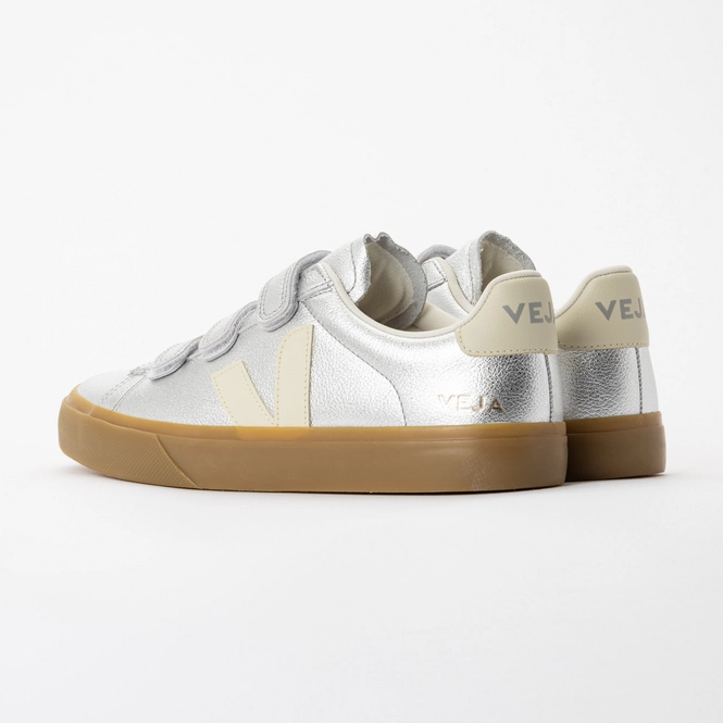 Veja Women Recife Logo Leather Silver Pierre | Sneaker District