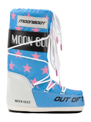 Snowboot Moon Boot Women Retrobiker Pink Stars | Snowbootsexpert