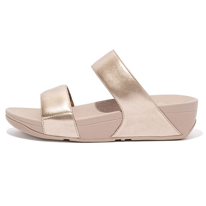 FitFlop Women Lulu Slide Leather Rose Gold | Schoenfashion