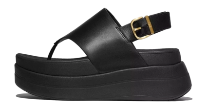 FitFlop Women F-Mode Stack Leather Back-Strap Toe-Post Sandals Black ...