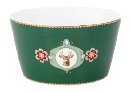 Kom Pip Studio Love Birds Medallion Deer Dark Green 15 cm (Set van 4) | Kookexpert