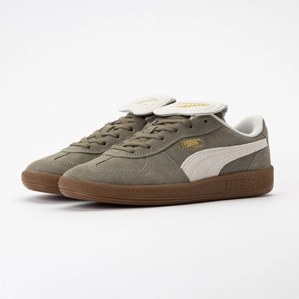 PUMA Unisex Palermo Premium Suede Velvet Moss Warm White | Sneaker District