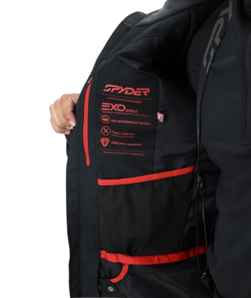 Ski Jacket Spyder Men Leader Jacket Black FW25 | Outdoorsupply.co.uk