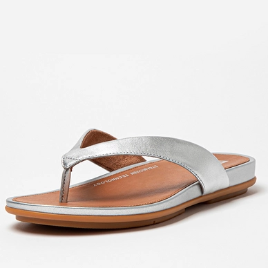 FitFlop Women Gracie Flip Flop Leather Silver | Onlybrands