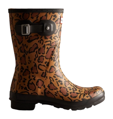 Wellies Hunter Women Original Short Wellington Leopard Rich Tan/Saddle ...